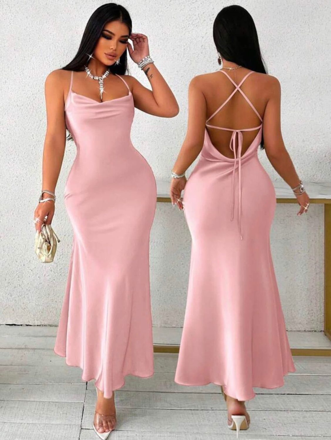 Silky material dress (21168) – Zillion