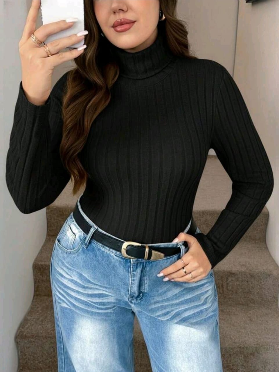 Ribbed turtleneck sweater(D602) – Zillion